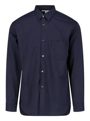 Comme Des Garçons Dark Wool Blend Shirt - Blue