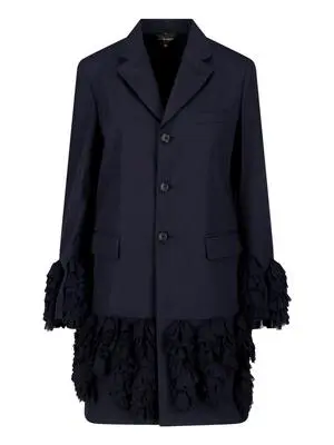 Comme Des Garçons Long Blazer With Ruffles - Black
