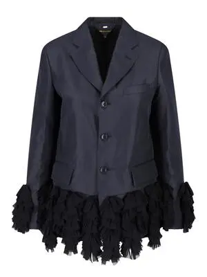 Comme Des Garçons Single-breasted Blazer With Ruffles - Gray