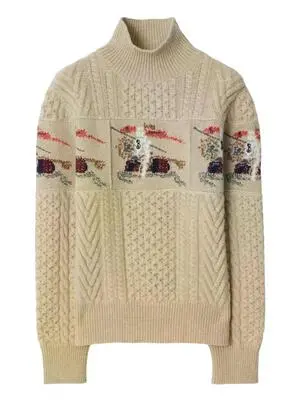 Burberry Ekd Aran-knit Sweater Neutrals