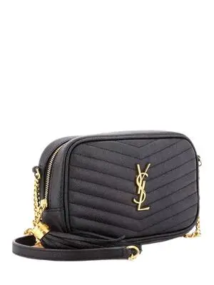 Saint Laurent Lou Camera Bag Matelasse Chevron Leather Mini Crossbody Bag - Black
