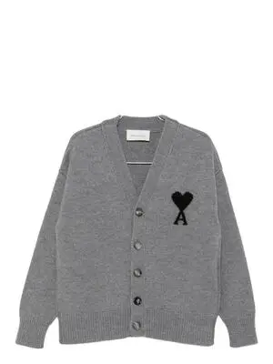 AMI Paris V-neck Cardigan - Grey