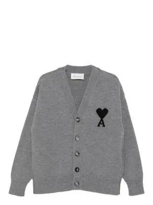 AMI Paris V-neck Cardigan - Grey