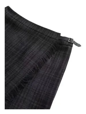 Woolrich Checked Frayed-edge Midi Skirt - Grey