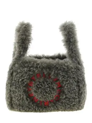 Stella McCartney Shearling Logo Shoulder Bag - Gray