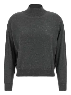 Peserico Lamé Thread Turtleneck Sweater - Gray