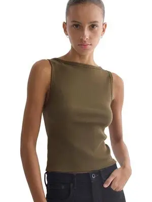 Everlane Effortless Rib Boatneck Tank Top Beech