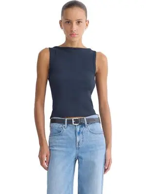 Everlane Effortless Rib Boatneck Tank Top Navy