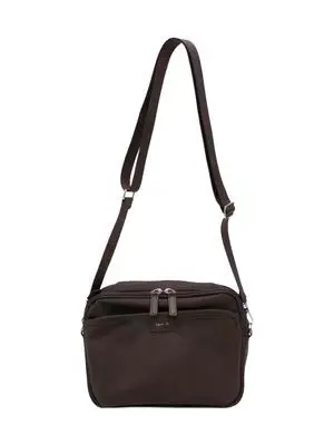 AGNES B. Logo Patched Shoulder Bag - Brown
