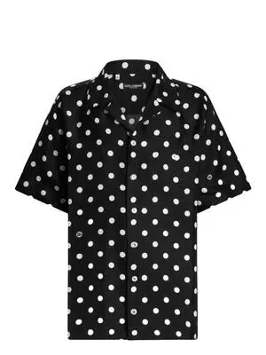 Dolce & Gabbana Polka Dot-print Silk Twill Shirt - Black
