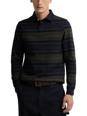 Barbour Tartan Stripe Cotton Rugby Shirt - Navy