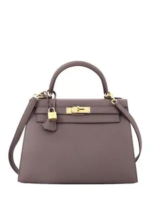 Hermès Kelly 28 Handbag Grey Epsom With Gold Hardware - Etain