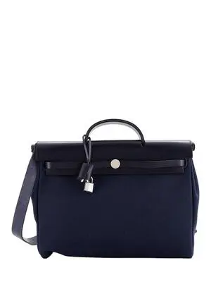 Hermès 39 Herbag Zip Leather And Toile - Blue