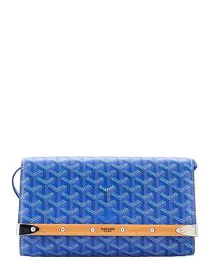 Goyard Pm Monte Carlo Clutch With Strap Coated Canvas - Blue