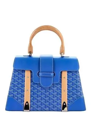 Goyard Mm Saigon Top Handle Bag Coated Canvas With Leather - Blue