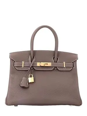 HERMÈS Birkin 30 Clemence Leather Gold Tone Top Handle Bag