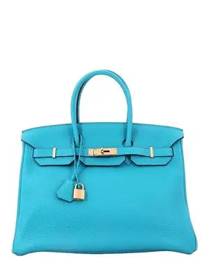 Hermès Birkin 35 Handbag Blue Togo With Gold Hardware Turquoise