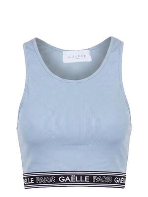 GAELLE PARIS Woman Top Light Blue Size M Cotton, Elastane Blue