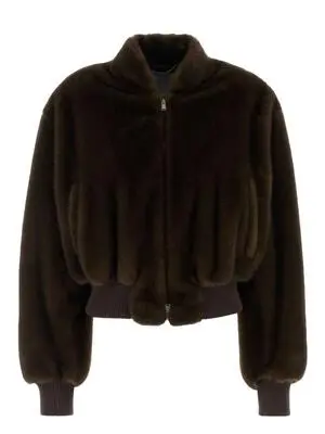 Stella McCartney Stella McCartney Faux-Fur Bomber Jacket Brown
