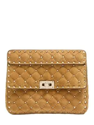 Valentino Garavani Valentino Garavani Rockstud Spike Medium Leather Shoulder Bag Beige