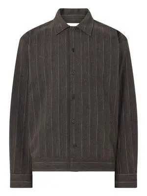 Nn07 Reed 50091 Striped Cotton-blend Overshirt - Brown