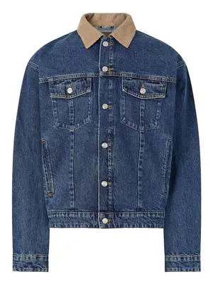 Nn07 Roy 1847 Organic Corduroy-trimmed Denim Jacket - Blue