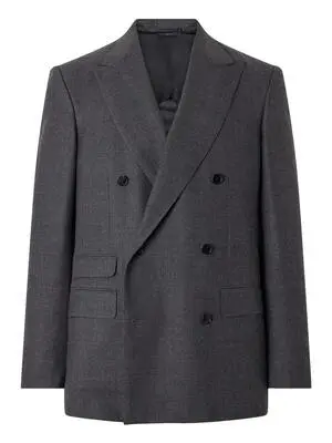 Dunhill Double-breasted Wool And Cashmere-blend Suit Jacket - Gray