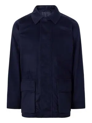 SAMAN AMEL Brushed Cashmere Coat - Navy