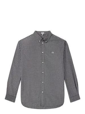 Loewe Logo-embroidered Checked Shirt - Gray