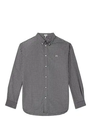 Loewe Logo-embroidered Checked Shirt - Gray
