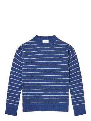 THE ELDER STATESMAN Eyelash Striped Cotton-blend Sweatshirt - Blue