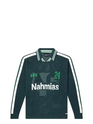 NAHMIAS Logo-jacquard Open-knit Cotton-jersey T-shirt - Green