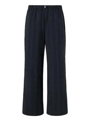 Literary Sport Nelson Straight-leg Drawstring Checked Seersucker Trousers - Navy