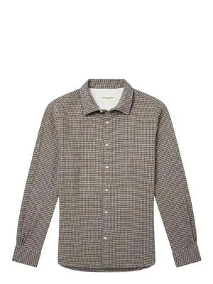 Officine Générale Giacomo Houndstooth Cotton-flannel Shirt - Gray
