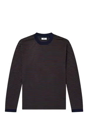 Nn07 Lionel 30040 Striped Organic Cotton-jersey T-shirt - Blue