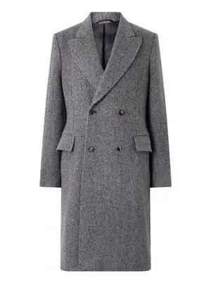 Gabriela Hearst Mcaffrey Double-breasted Wool And Cashmere-blend Herringbone Coat - Gray