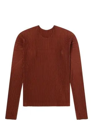 Issey Miyake Panelled Pleated T-shirt - Brown