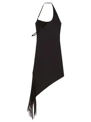COURREGES Asymmetrical Lace-trimmed Dress - Black