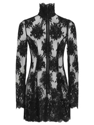 Dolce & Gabbana Lace High-neck Mini Dress - Black