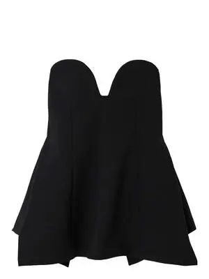 Carven Asymmetric Crepe Bustier Top - Black