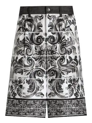 Dolce & Gabbana Majolica-print Denim Shorts - Gray