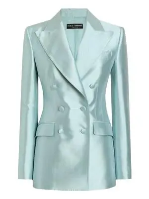 Dolce & Gabbana Double-breasted Satin Blazer - Blue