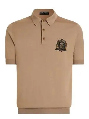 Dolce & Gabbana Dolce Gabbana Heraldic Patch Polo Shirt - Beige