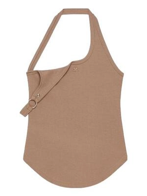COURREGES Courrèges Asymmetrical Buckle Tank Top - Brown