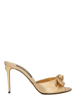 Dolce & Gabbana 90mm Knotted Leather Heeled Sandals - Gold