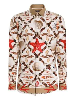 Dolce & Gabbana Shell-print Martini Shirt - White