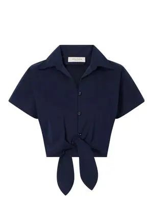 Giuliva Heritage Tilda Cropped Tie-front Cotton-blend Shirt - No