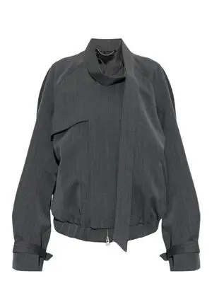 Victoria Beckham Scarf-detail Jacket - Grey