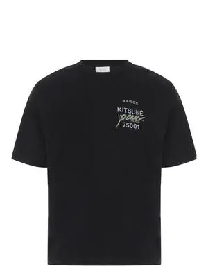 Maison Kitsuné Logo-print Fox-motif Crewneck T-shirt - Black