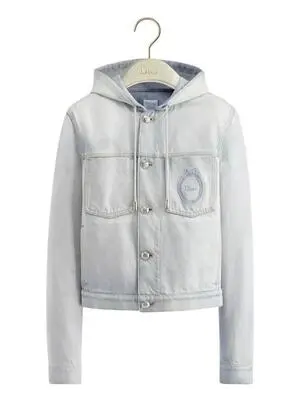 Dior Medaillon Embroidered Hooded Jacket - Light Blue
